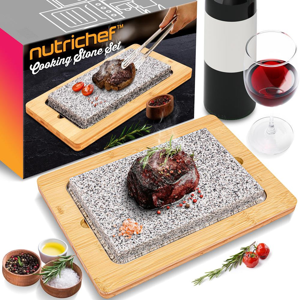 NutriChef Granite Cooking Stone with Bamboo Platter — Nutrichef - Canada